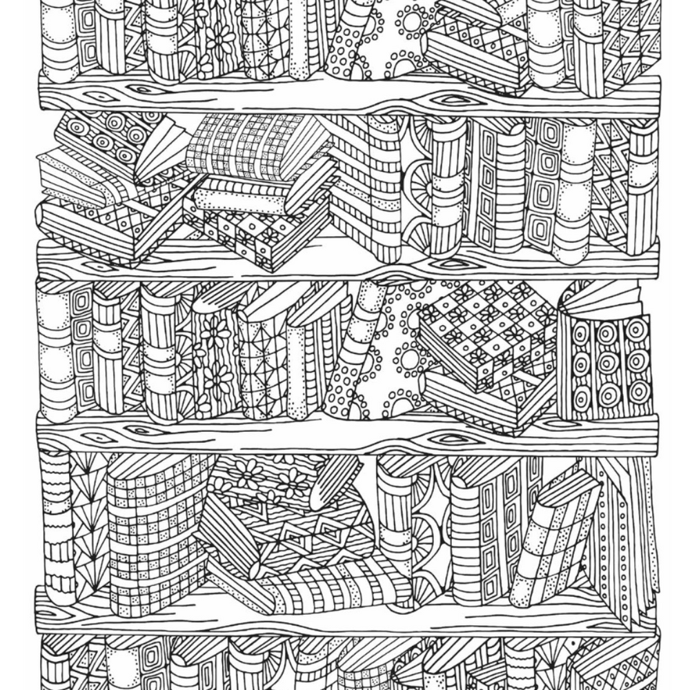 Bookshelf Colouring Page – Castle Arts