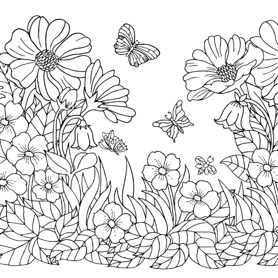 Blooming Meadow Colouring Page – Castle Arts