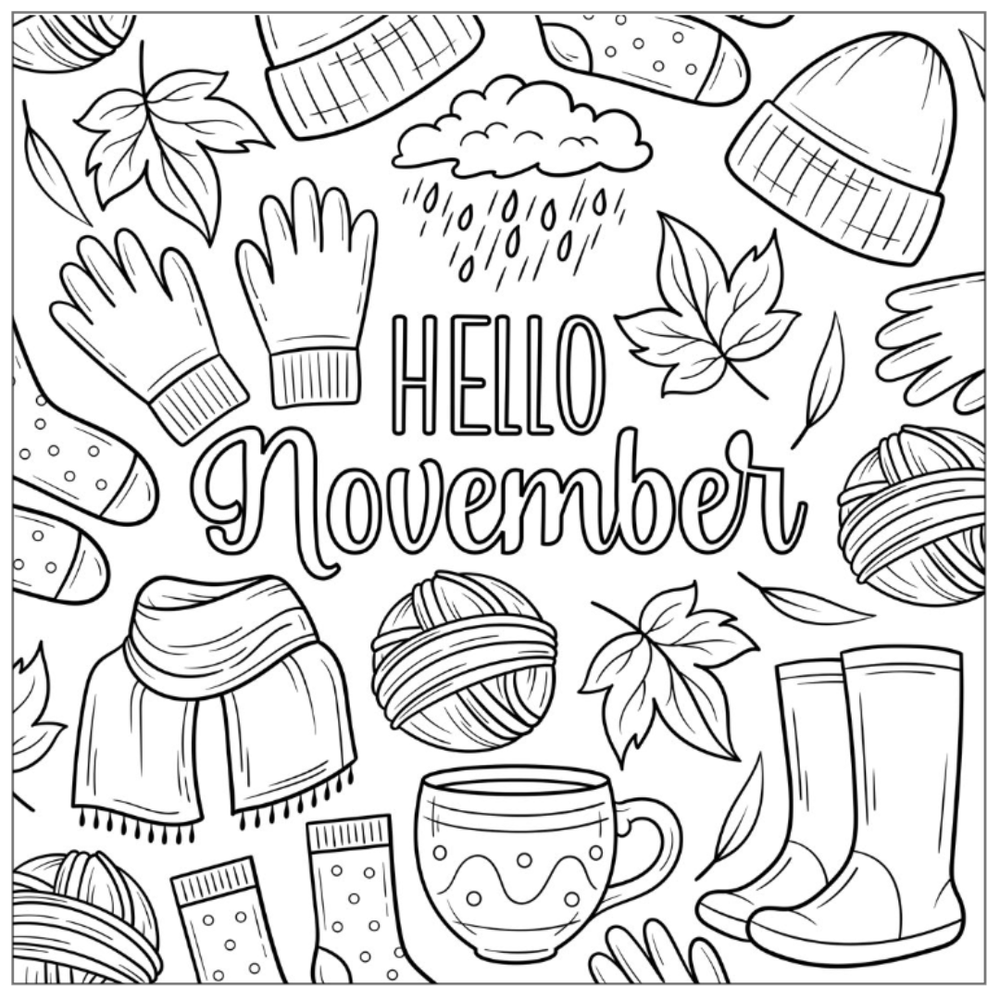 Hello November Colouring Page – Castle Arts