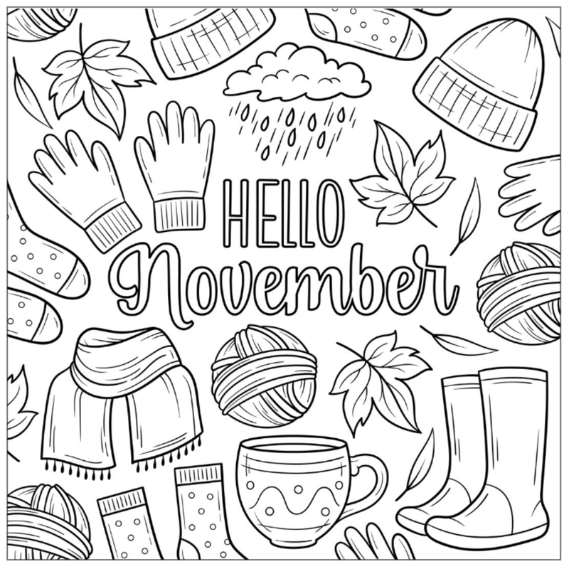 Hello November Colouring Page – Castle Arts