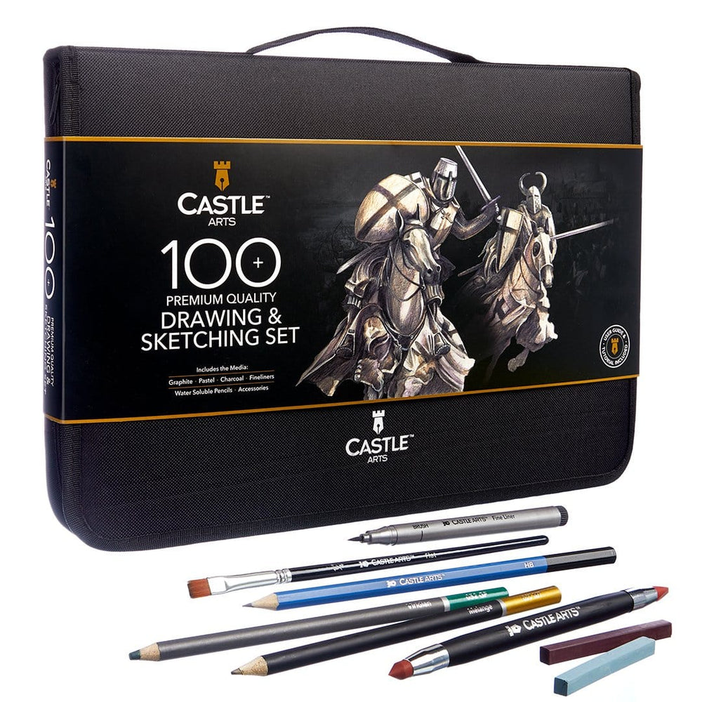 Castle Arts 100 Piece Drawing and Sketching Graphite Pencil Art Set in ...