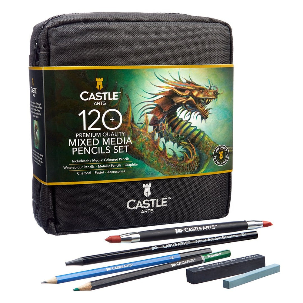 Castle Arts 120 Piece Mixed Media Pencil Set in Zip Up Case