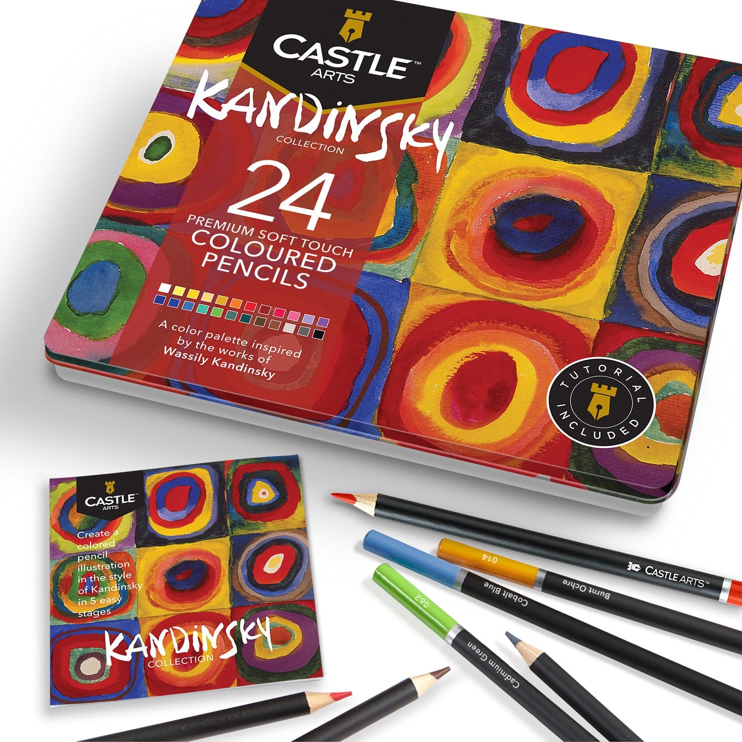 Castle Arts 24 Piece Kandinsky Coloured Pencil Set in Display Tin